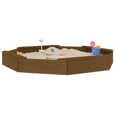 vidaXL Sandbox with Seats Honey Brown Octagon Solid Wood Pine | vidaXL.ie