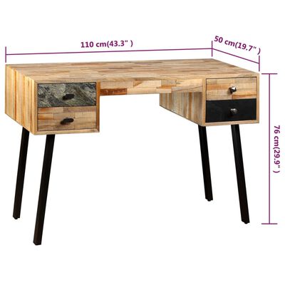 vidaXL Writing Desk Solid Reclaimed Teak 110x50x76 cm | vidaXL.ie