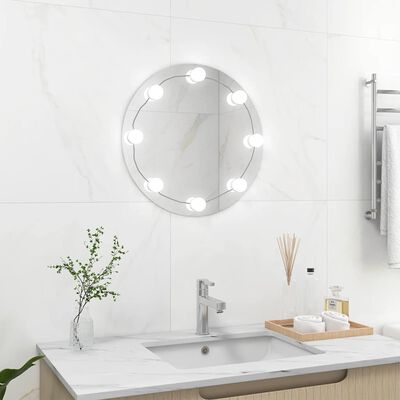 vidaXL Wall Mirror with LED Lights Round Glass | vidaXL.ie