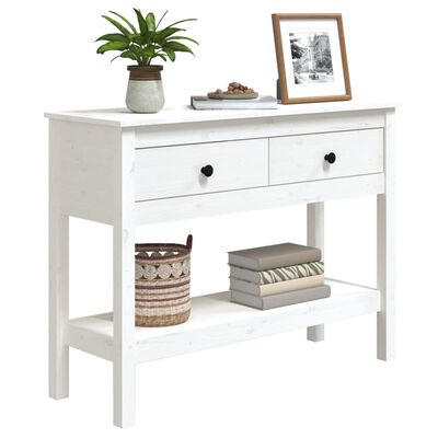 vidaXL Console Table White 100x35x75 cm Solid Wood Pine | vidaXL.ie