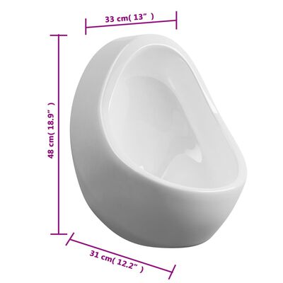vidaXL Wall Hung Urinal with Flush Valve Ceramic White | vidaXL.ie
