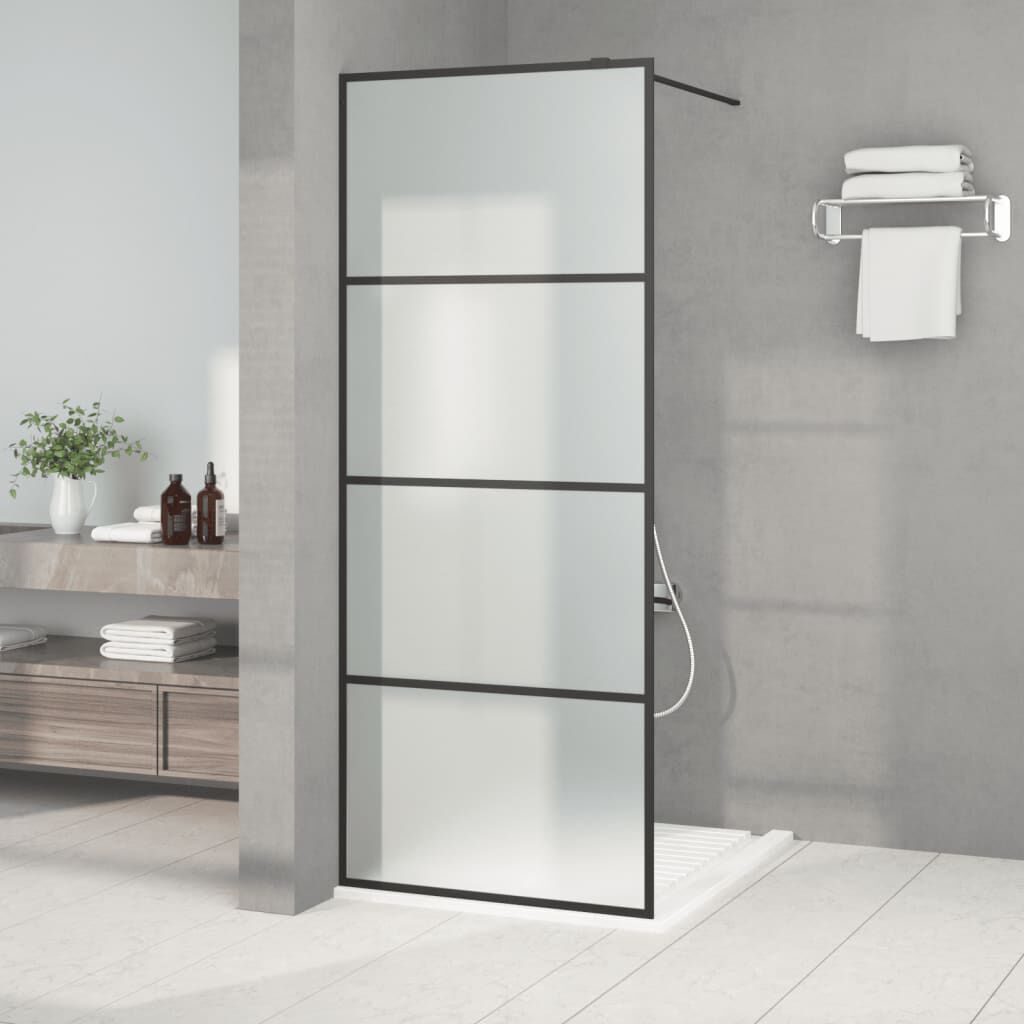 vidaXL Walk-in Shower Wall Black 80x195 cm Frosted ESG Glass | vidaXL.ie