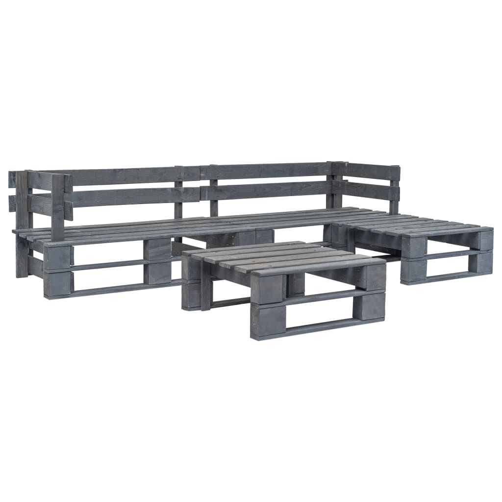 vidaXL 4 Piece Garden Pallets Lounge Set Wood Grey | vidaXL.ie