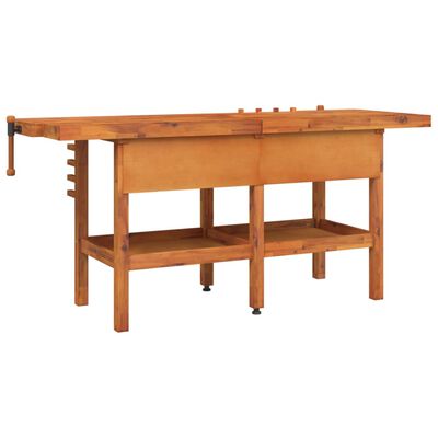 vidaXL Workbench with Drawers and Vices 192x62x83 cm Solid Wood Acacia ...