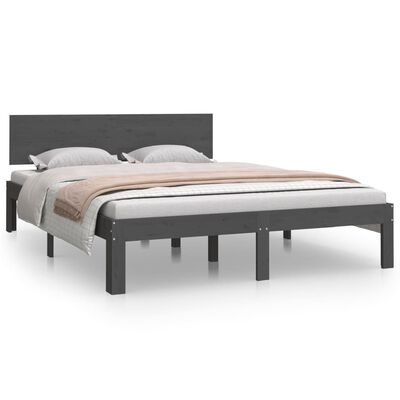 vidaXL Bed Frame Grey Solid Wood 135x190 cm Double | vidaXL.ie