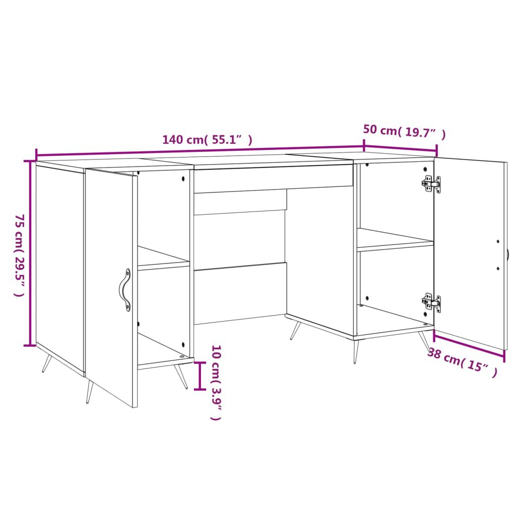 vidaXL Desk White 140x50x75 cm Engineered Wood | vidaXL.ie