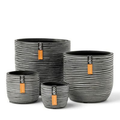Capi 4 Piece Vase Set Nature Rib Anthracite | vidaXL.ie
