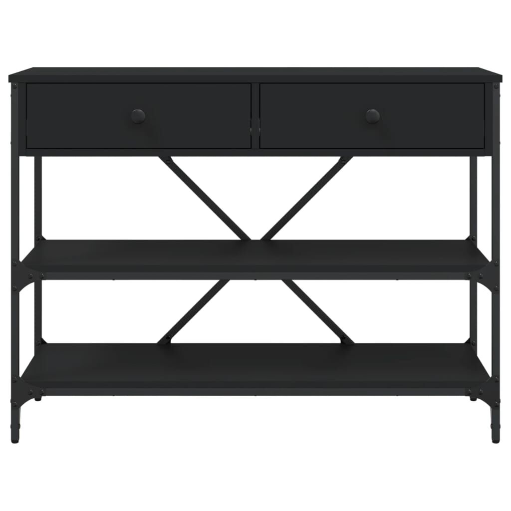 vidaXL Console Table with Drawers and Shelves Black Engineered Wood ...