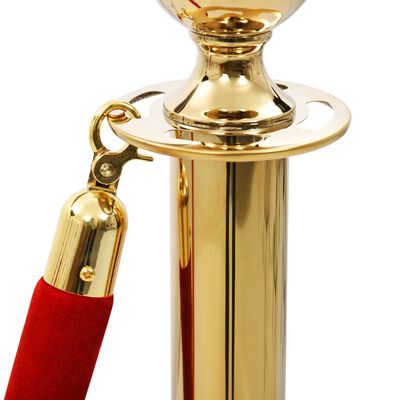 vidaXL Stanchion Stand Rope Red and Golden Velvet | vidaXL.ie