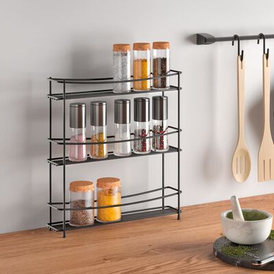 Metaltex 3-tier Spice Rack Kumino Black | vidaXL.ie