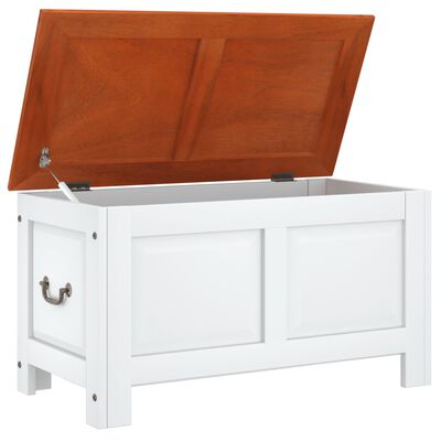 vidaXL Storage Chest with Lid Brown and White Solid Wood Acacia | vidaXL.ie