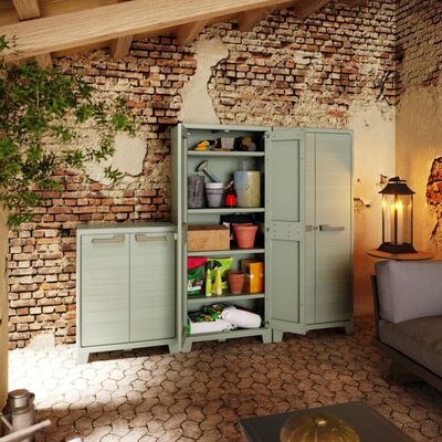 Keter Outdoor Storage Cabinet with Shelves Planet Jade Grey | vidaXL.ie