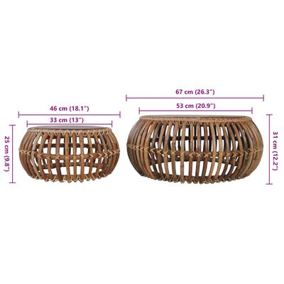 vidaXL Coffee Tables 2 pcs Natural Rattan | vidaXL.ie