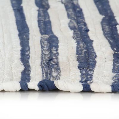 vidaXL Hand-woven Chindi Rug Cotton 80x160 cm Blue and White | vidaXL.ie