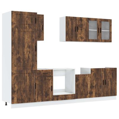 vidaXL 8 Piece Kitchen Cabinet Set Kalmar Smoked Oak Engineered Wood ...