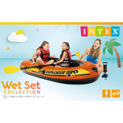 Intex Explorer Pro 200 Set Inflatable Boat with Oars and Pump 58357NP ...