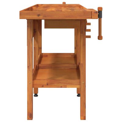 vidaXL Workbench with Drawers and Vices 162x62x83 cm Solid Wood Acacia ...