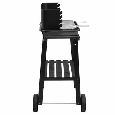 vidaXL Charcoal BBQ Grill with Wheels Black Steel | vidaXL.ie