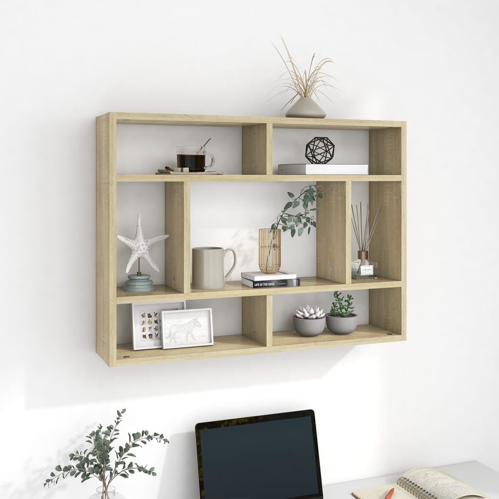 vidaXL Wall Shelf Sonoma Oak 75x16x55 cm Engineered Wood | vidaXL.ie
