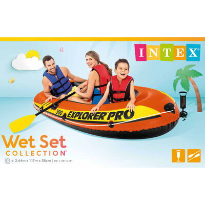Intex Explorer Pro 300 Set Inflatable Boat with Oars and Pump 58358NP ...
