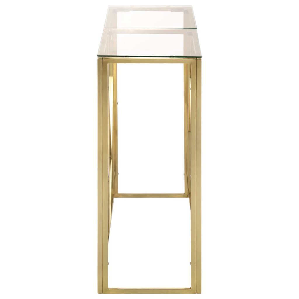 vidaXL Console Table Gold Stainless Steel and Tempered Glass | vidaXL.ie