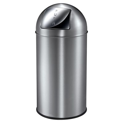 EKO Waste Bin with Push Lid 40 L Matte Silver | vidaXL.ie