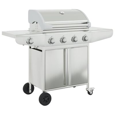 vidaXL Gas BBQ Grill with 5 Burners Silver Stainless Steel | vidaXL.ie
