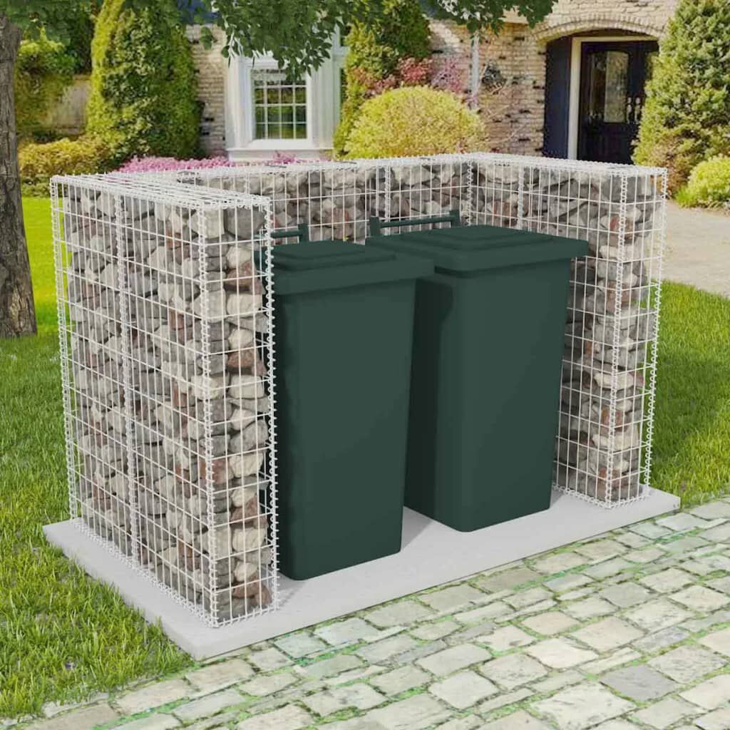 vidaXL Gabion Double Wheelie Bin Surround Steel 180x100x120 cm | vidaXL.ie