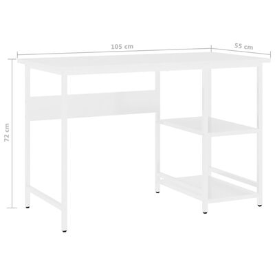 vidaXL Computer Desk White 105x55x72 cm MDF and Metal | vidaXL.ie