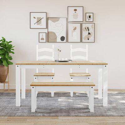 vidaXL Dining Table Panama White 160x80x75 cm Solid Wood Pine | vidaXL.ie