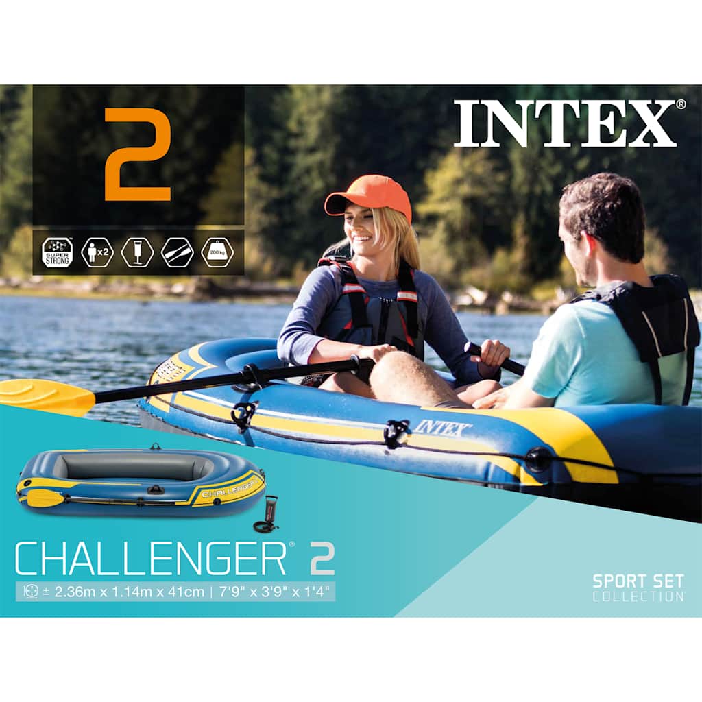 Intex Challenger 2 Set Inflatable Boat with Oars and Pump 68367NP ...