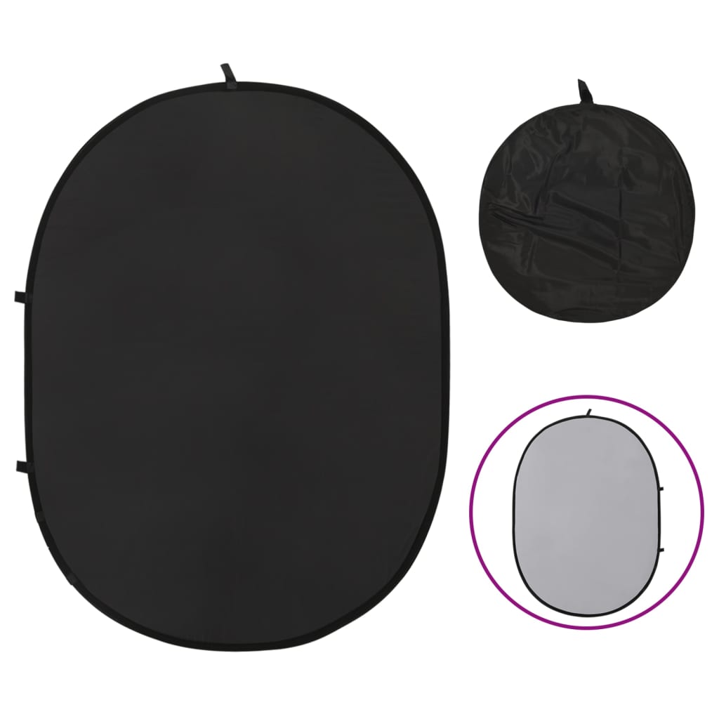 vidaXL 2 in 1 Oval Studio Background Screen Black and Grey 200x150 cm ...