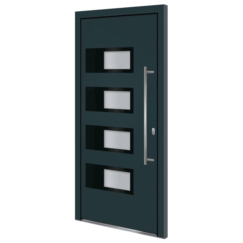 vidaXL Front Door Anthracite 100x210 cm Aluminium and PVC | vidaXL.ie