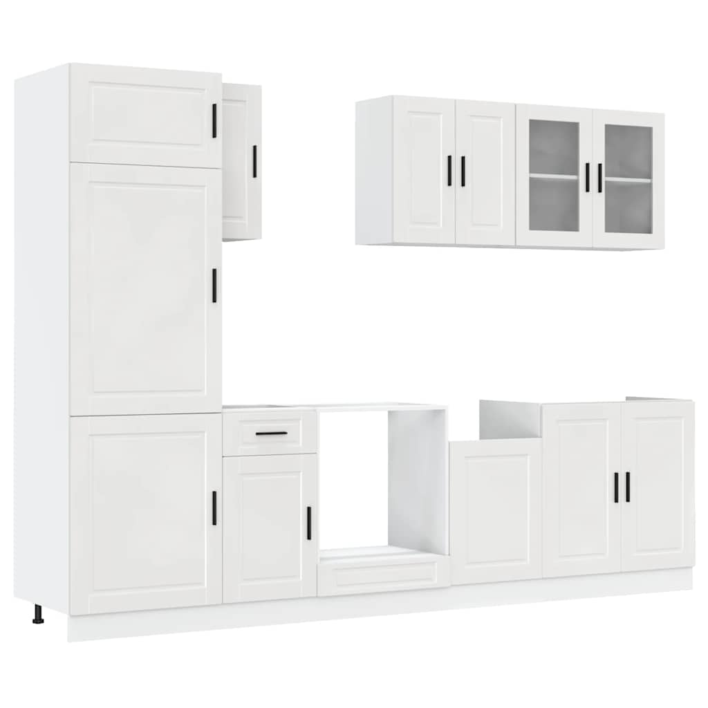 vidaXL 8 Piece Kitchen Cabinet Set Kalmar High Gloss White Engineered ...