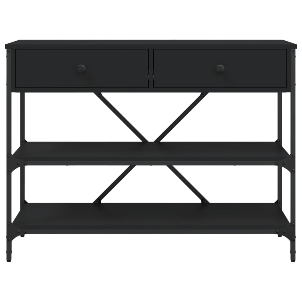 vidaXL Console Table with Drawers and Shelves Black Engineered Wood ...