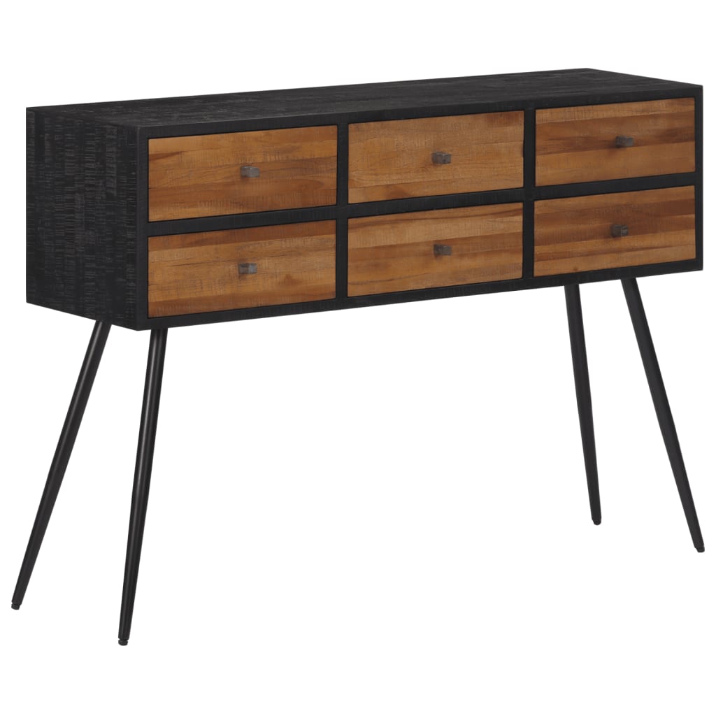 vidaXL Console Table with Drawers 116x30x76 cm Solid Reclaimed Teak ...