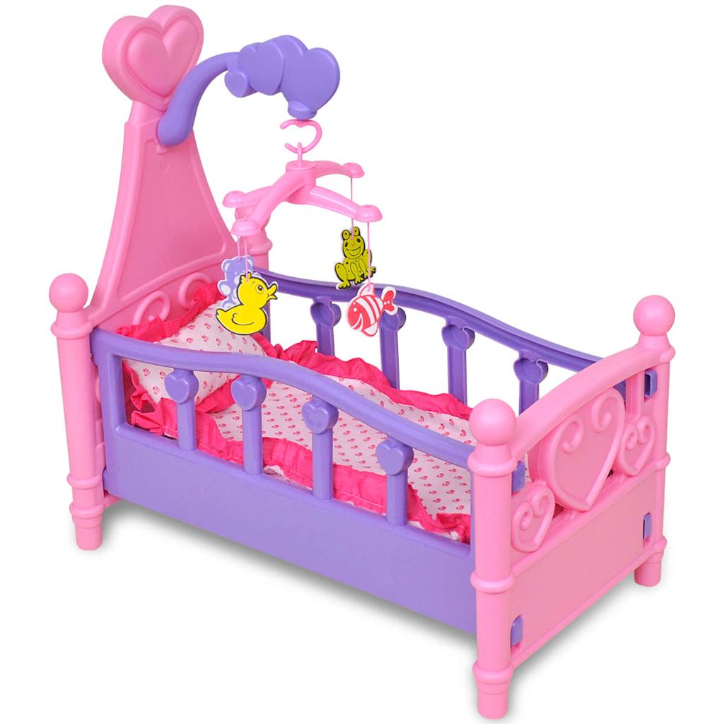 Kids'/Children's Playroom Toy Doll Bed Pink + Purple | vidaXL.ie