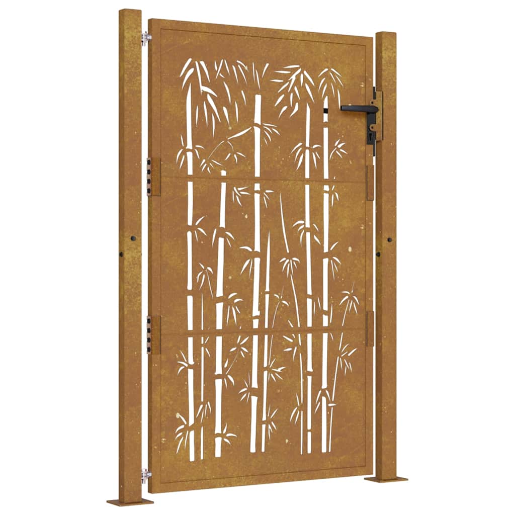 vidaXL Garden Gate 105x155 cm Corten Steel Bamboo Design | vidaXL.ie
