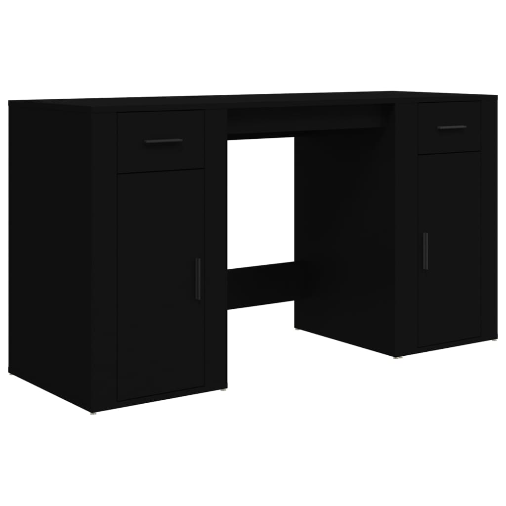 vidaXL Desk with Cabinet Black Engineered Wood | vidaXL.ie