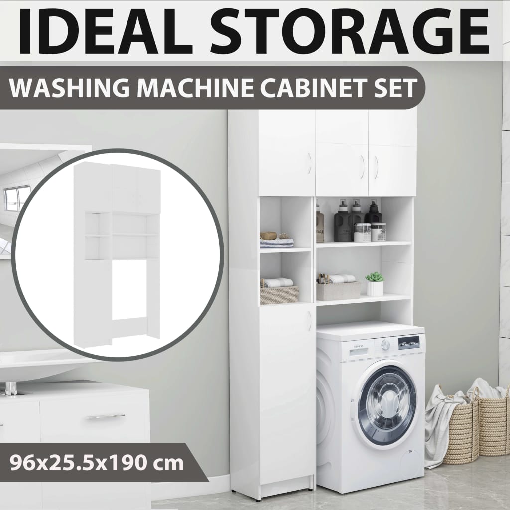 vidaXL Washing Machine Cabinet Set White Engineered Wood | vidaXL.ie