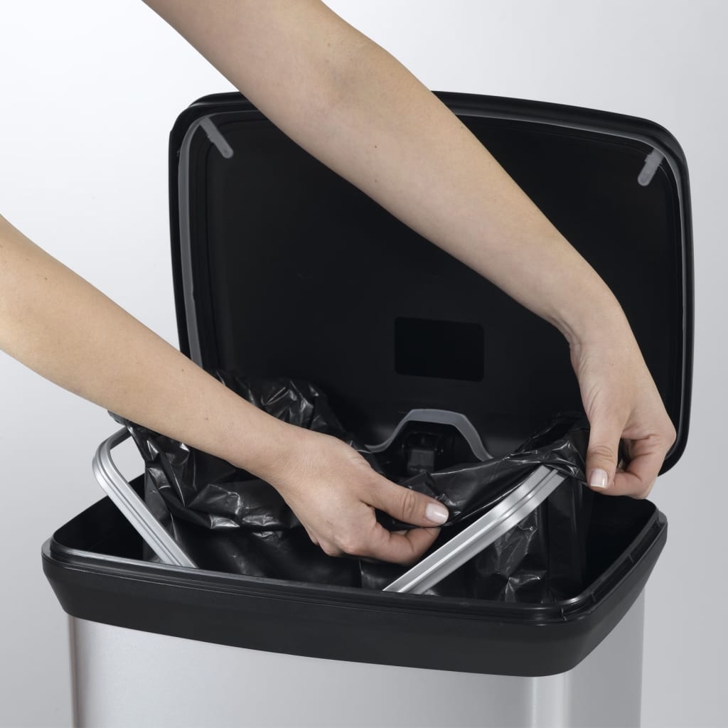 Curver Pedal Bin Deco Rectangular 50L Silver | vidaXL.ie