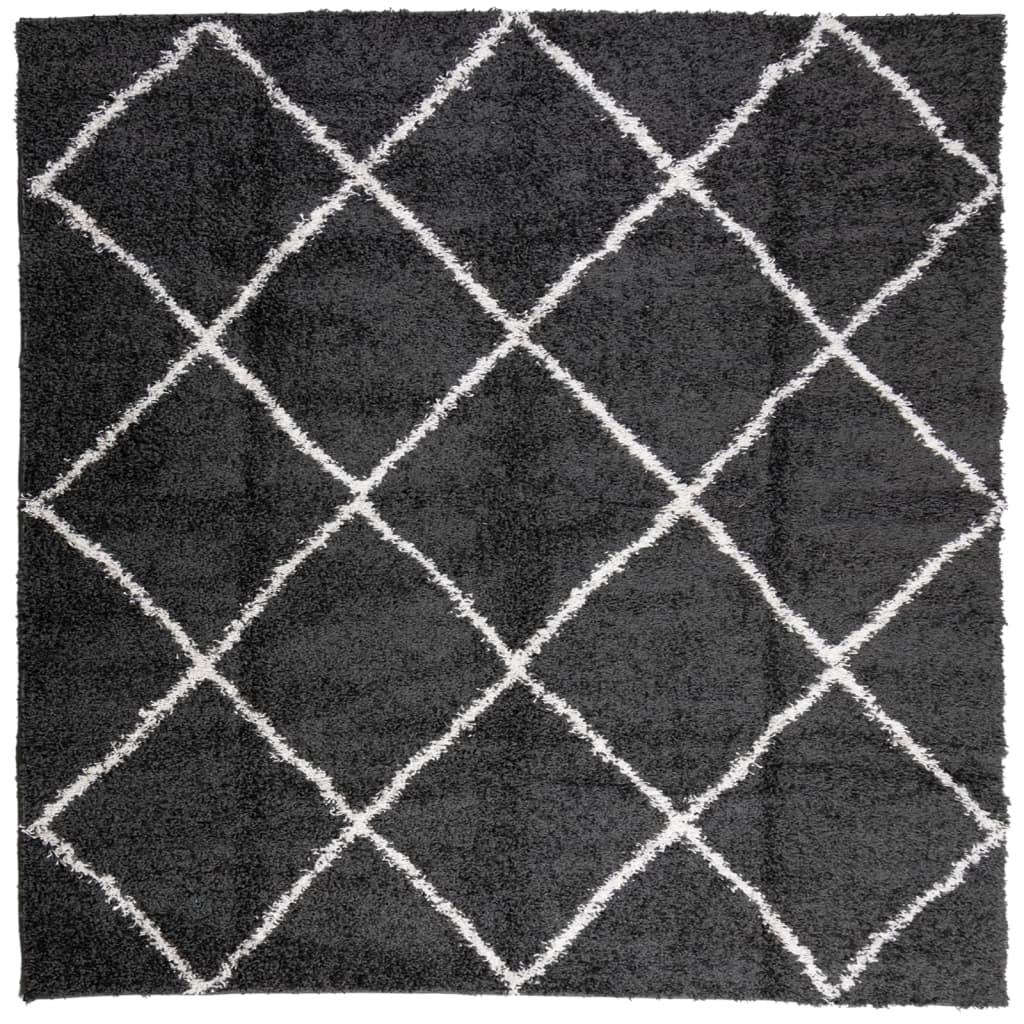 vidaXL Shaggy Rug High Pile Modern Black and Cream 160x160 cm | vidaXL.ie