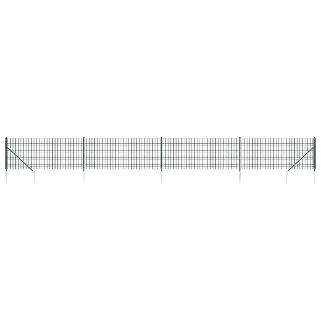 vidaXL Wire Mesh Fence with Spike Anchors Green 0.8x10 m | vidaXL.ie
