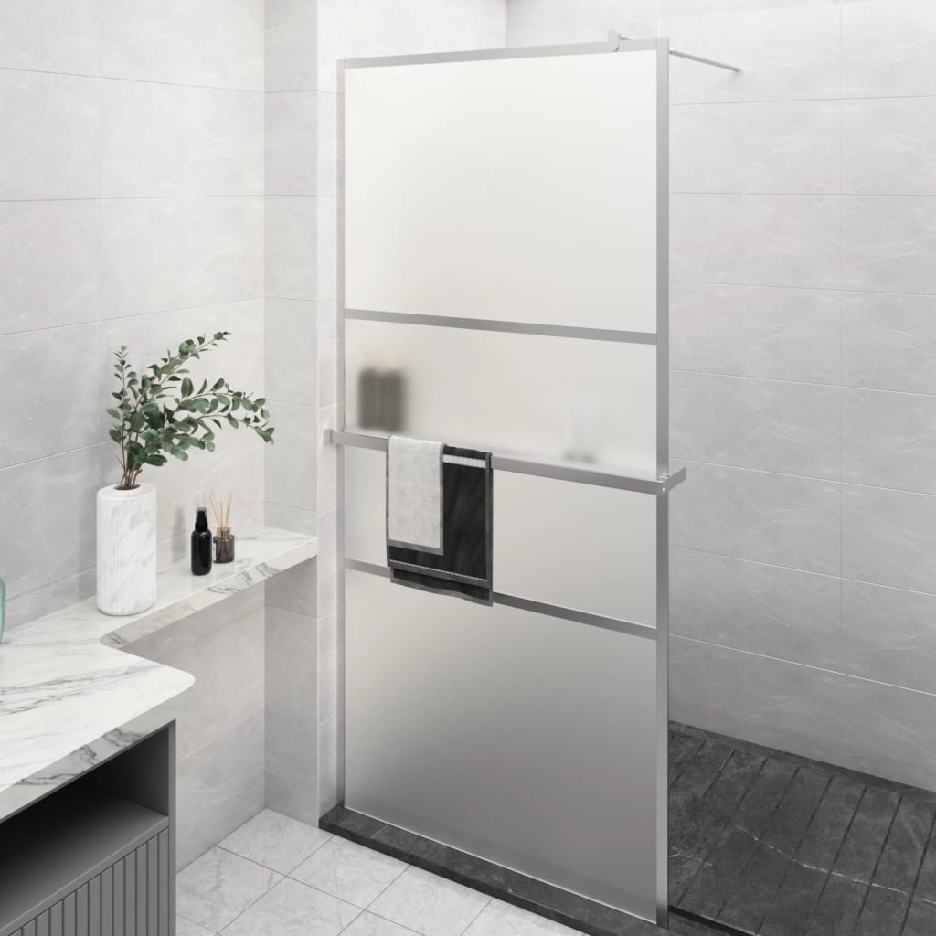 vidaXL Walk-in Shower Wall with Shelf Chrome 90x195 cm ESG Glass ...
