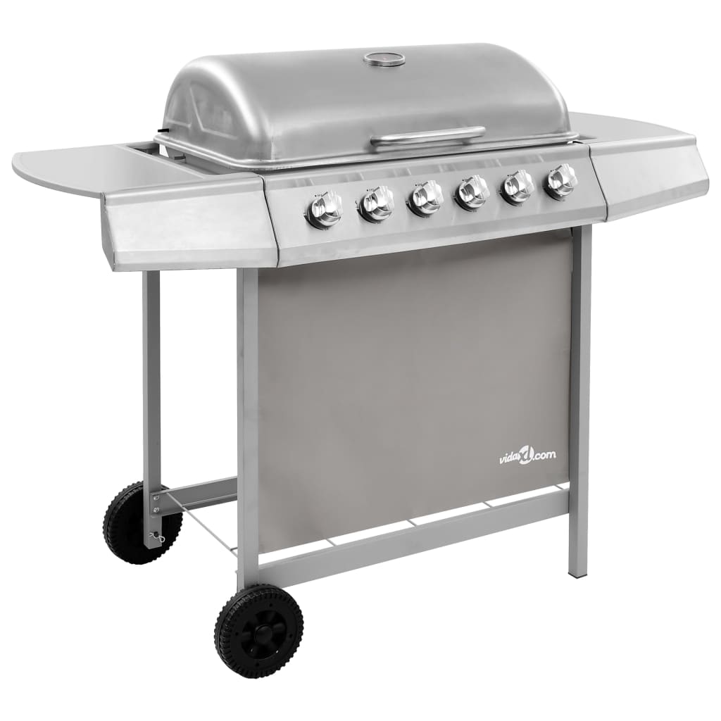 vidaXL Gas BBQ Grill with 6 Burners Silver | vidaXL.ie