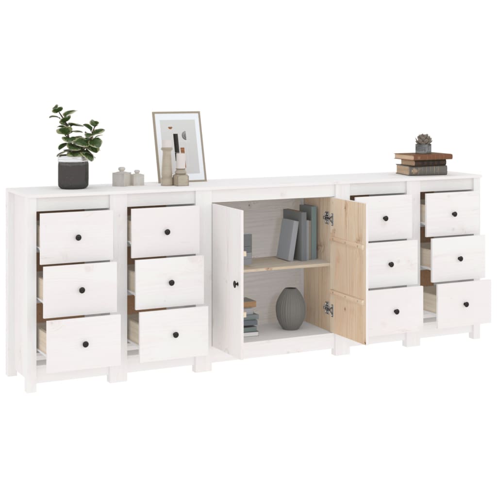 vidaXL Sideboard White 230x35x80 cm Solid Wood Pine | vidaXL.ie