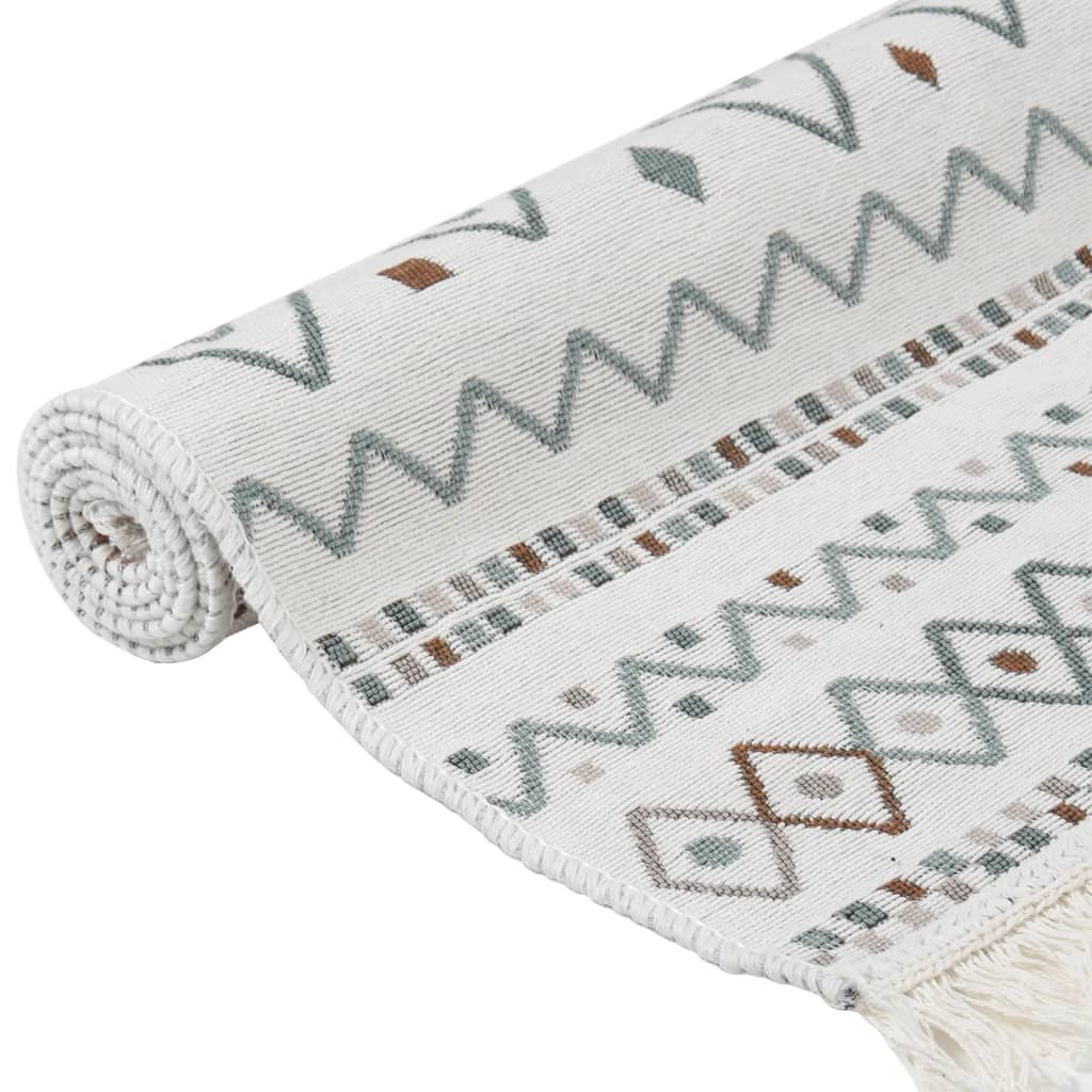 vidaXL Rug Beige and Blue 120x180 cm Cotton | vidaXL.ie