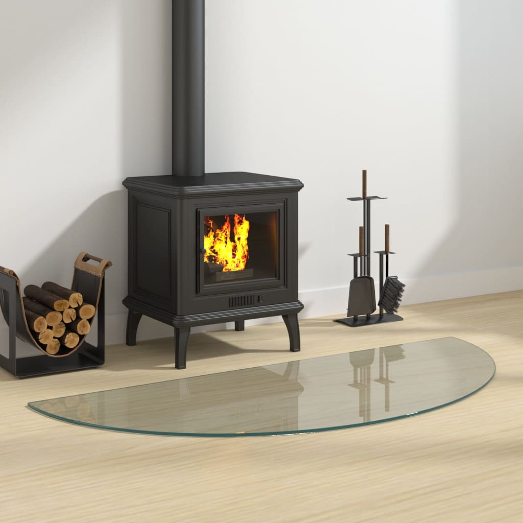 vidaXL Fireplace Glass Plate Half Round 1200x500 mm | vidaXL.ie
