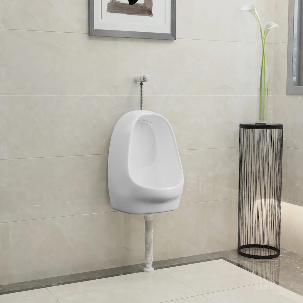 vidaXL Wall Hung Urinal with Flush Valve Ceramic White | vidaXL.ie