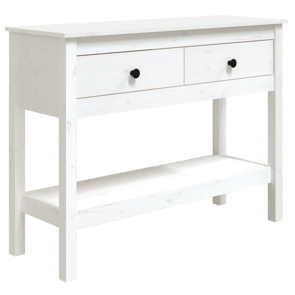 vidaXL Console Table White 100x35x75 cm Solid Wood Pine | vidaXL.ie